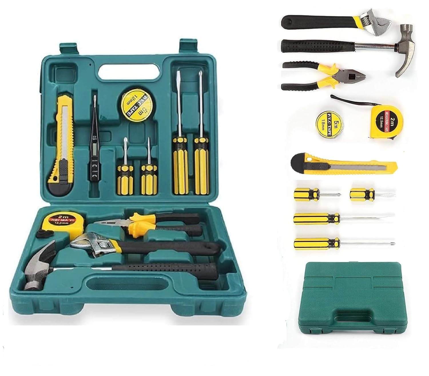 12 In 1 Electrical Repair, Home, Hand Tool Kit Set | With Screwdriver, Hammer, Measuring Tape ...