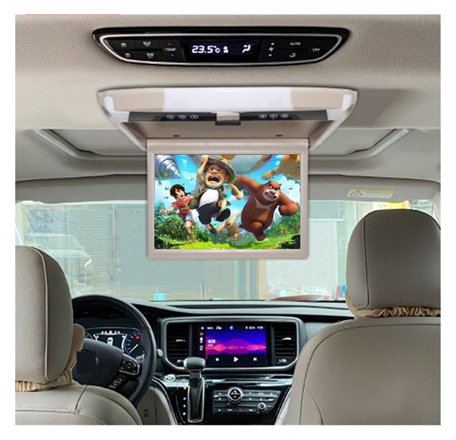 12.1 Inch Flip Down Monitor 1080P HD Player FM Ultra Thin Car DVD ...