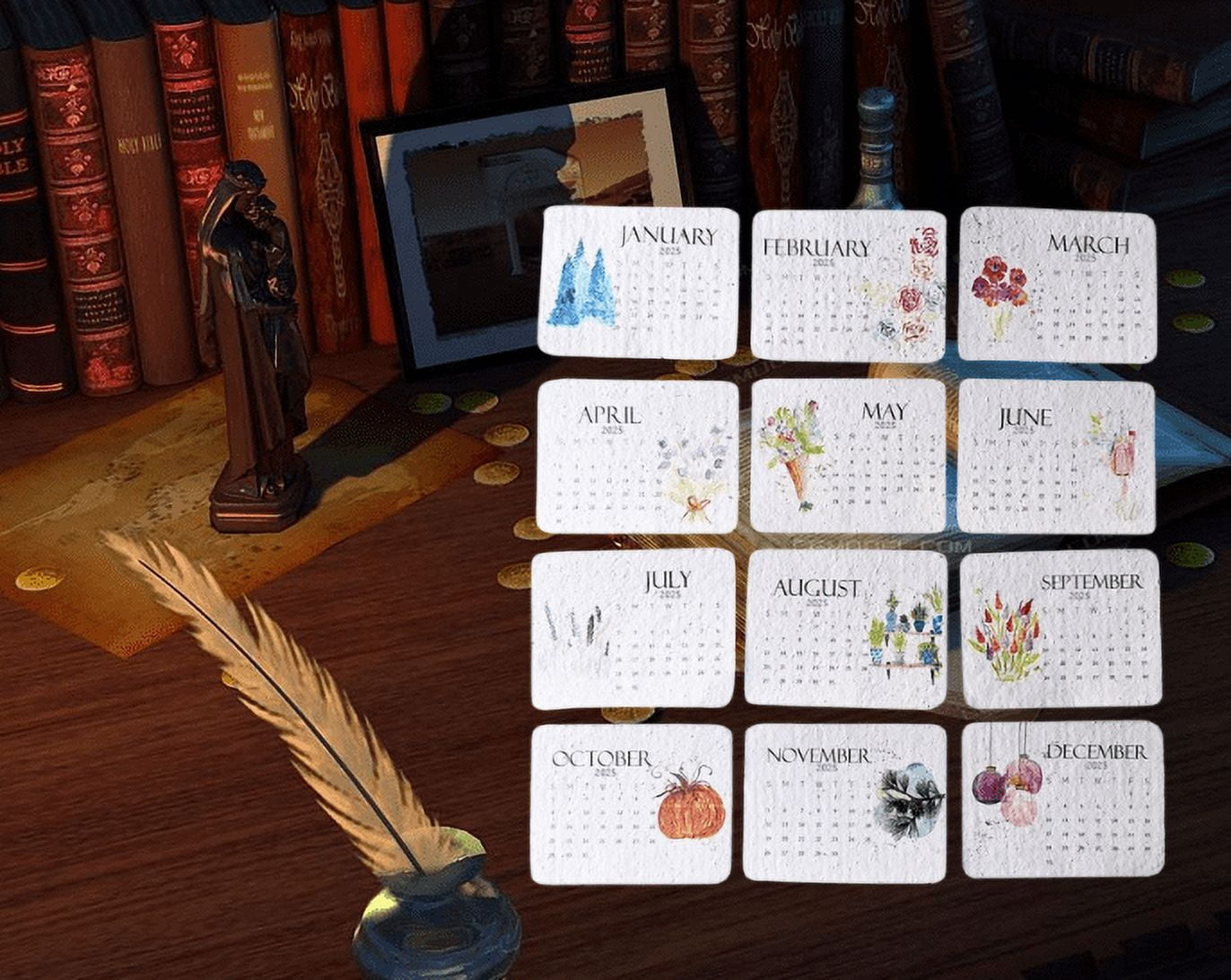 12*1 Pcs Plantable Seed Calendar 2025, From January 2025 to December ...