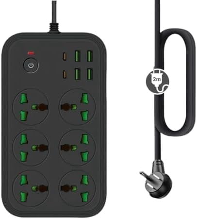 12 in 1 Power Strip with USB C, Extension Cord with 6 Wide AC Outlets ...