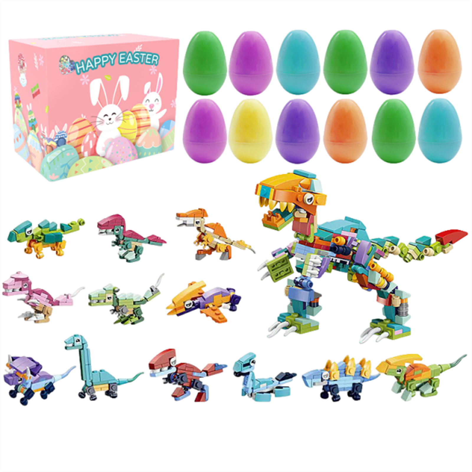 12 in 1 Pre Filled Dinosaur Building Block Set-12 Pcs Mini Building ...