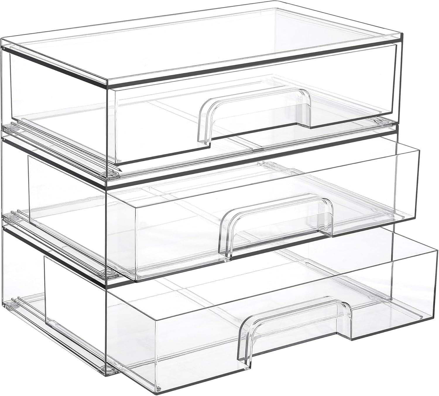 12.1''W Clear Stackable Storage Drawers,2 Pack Acrylic Plastic ...