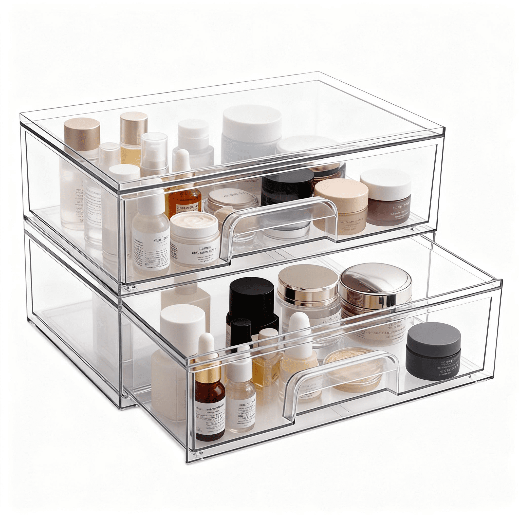 12.1''W Clear Stackable Storage Drawers,2 Pack Acrylic Plastic ...