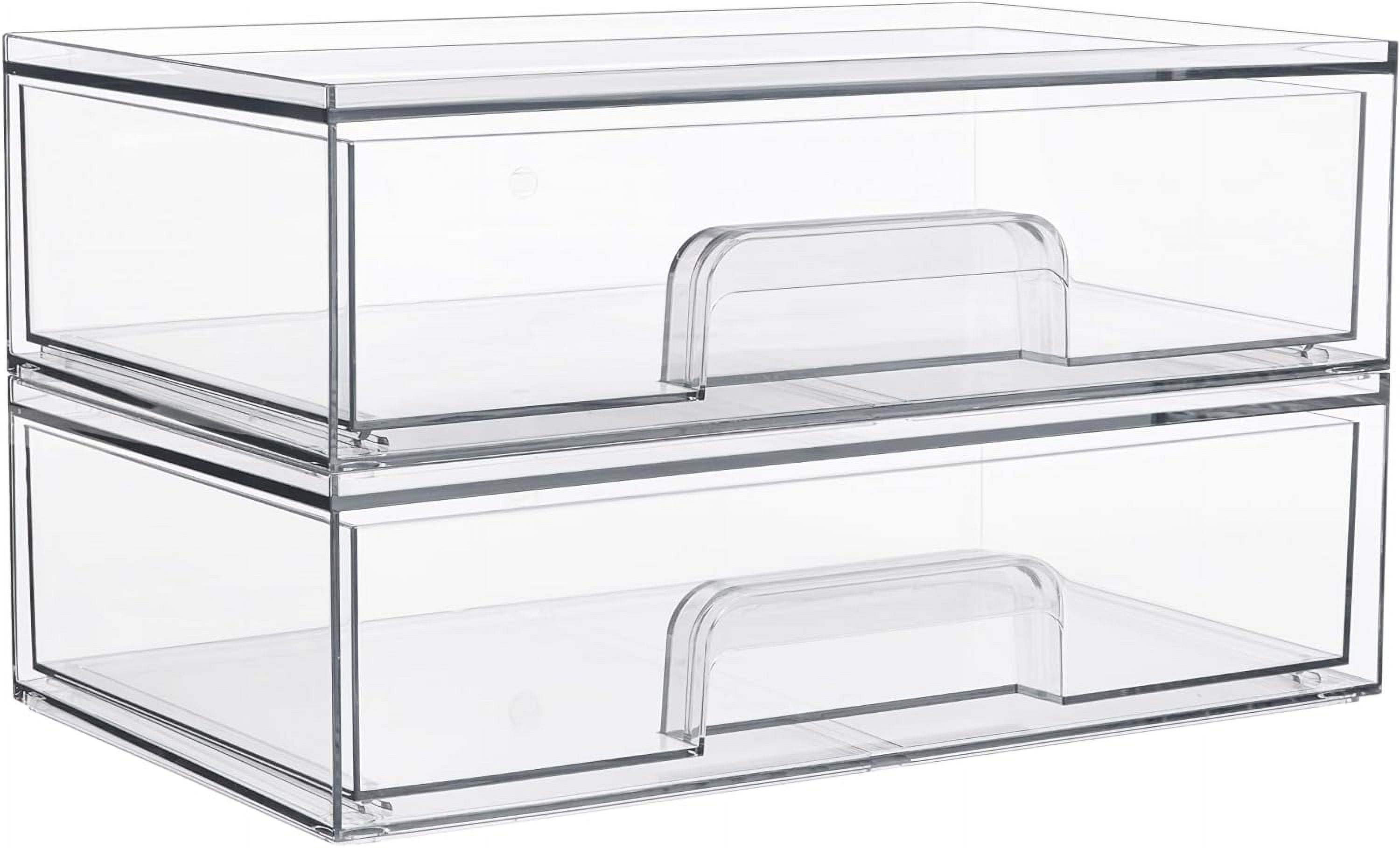12.1''W Clear Stackable Storage Drawers,2 Pack Acrylic Plastic ...