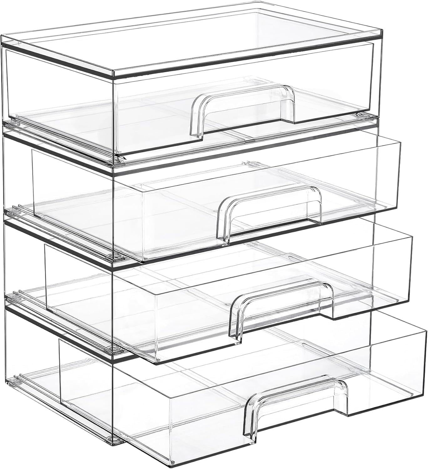 12.1''W Clear Stackable Storage Drawers,3 Pack Acrylic Plastic ...