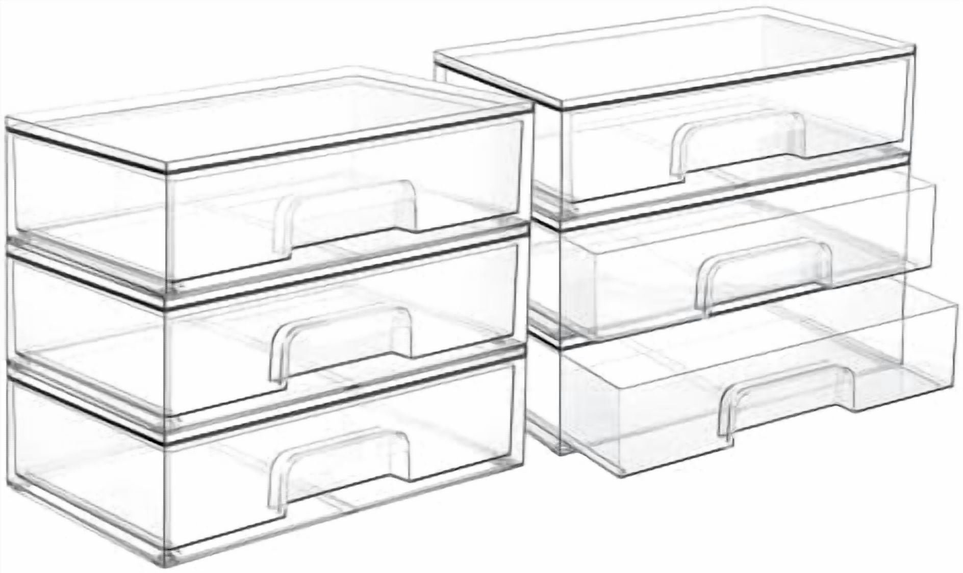 12.1''W Clear Stackable Storage Drawers,6 Pack Acrylic Plastic ...