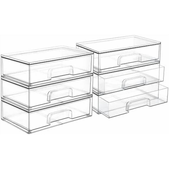 12.1''W Clear Stackable Storage Drawers,6 Pack Acrylic Plastic ...