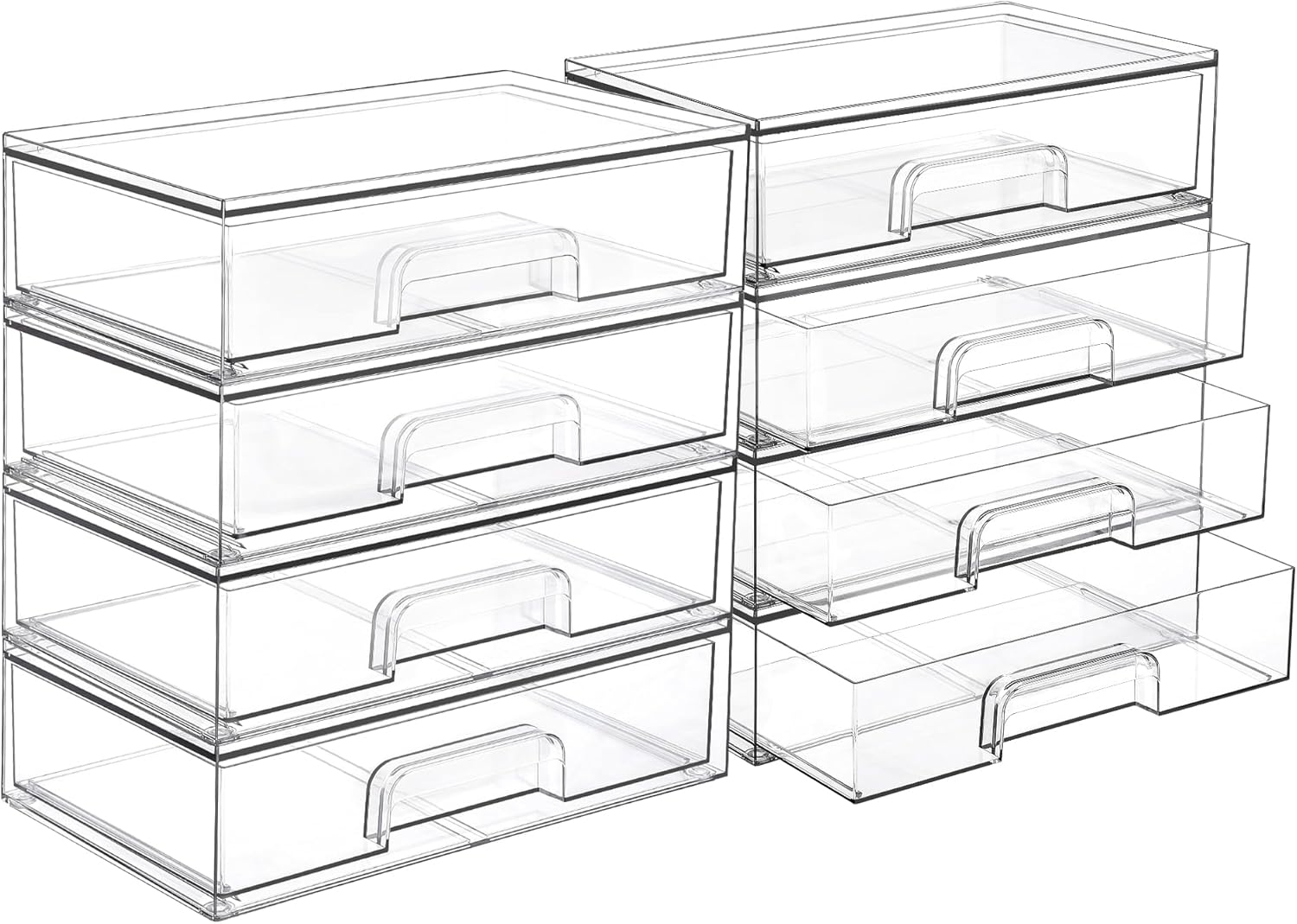 12.1''W Clear Stackable Storage Drawers,8 Pack Acrylic Plastic ...