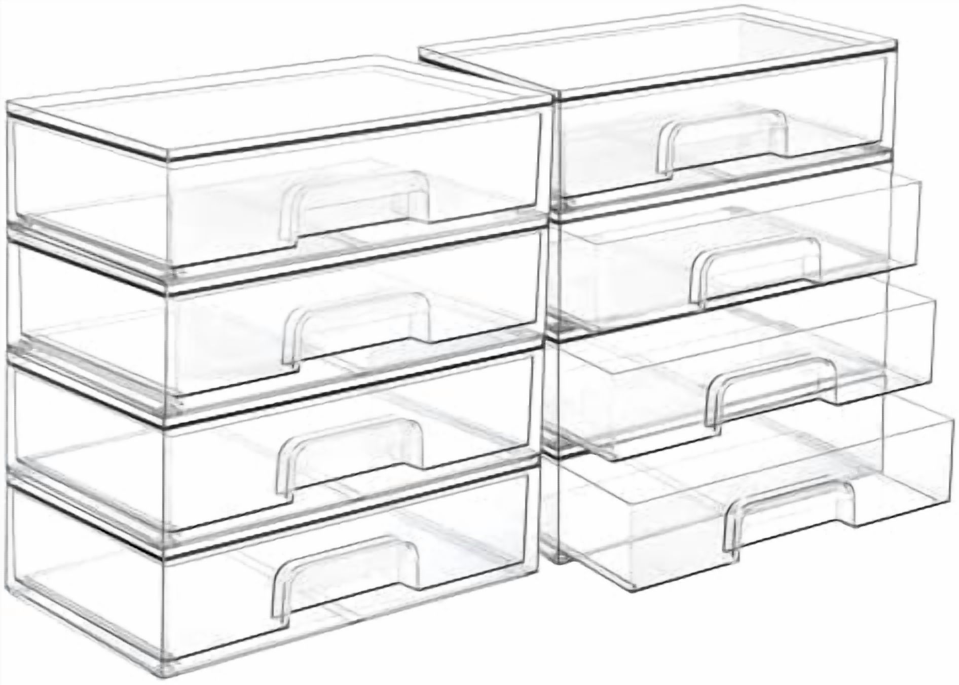 12.1''W Clear Stackable Storage Drawers,8 Pack Acrylic Plastic ...