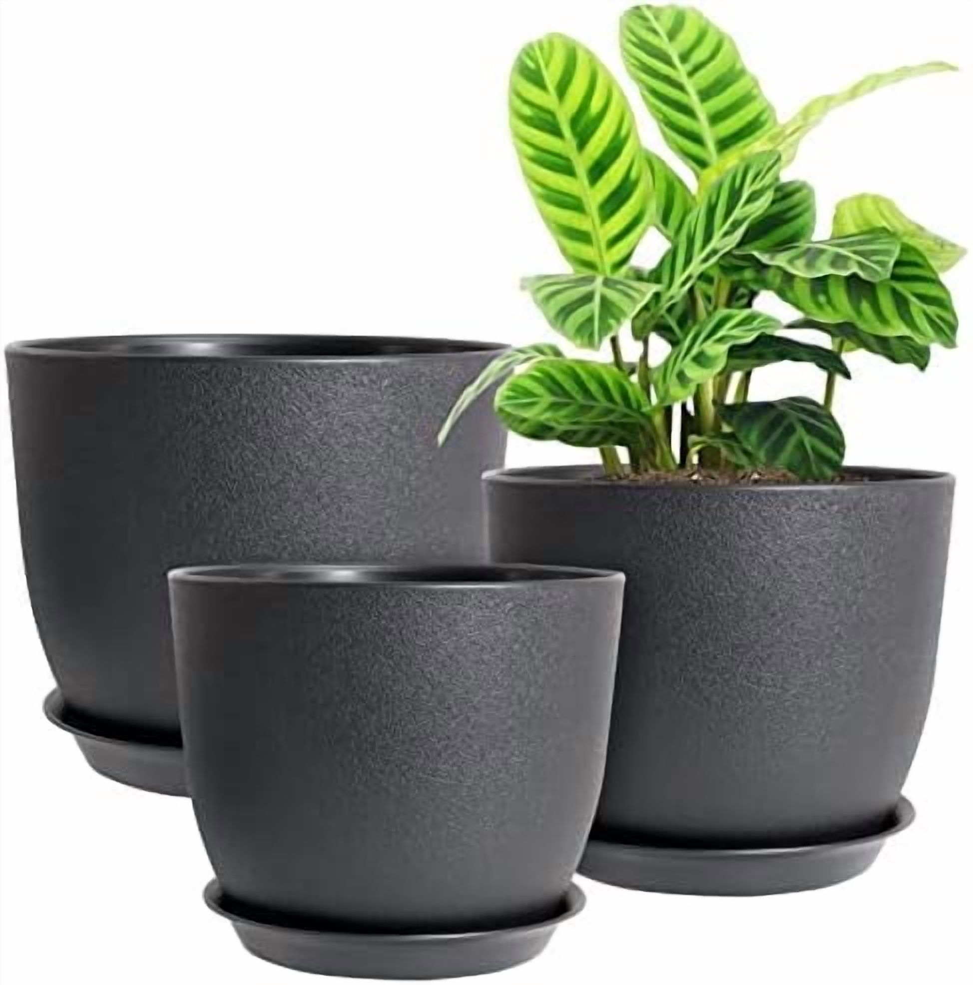 12/10/9 Large Modern Plant Pots, Plastic Planters with Drainage Holes ...