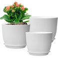 12/10/9 inch Large Plant Pots, 3 Pack Modern Decorative Plastic ...
