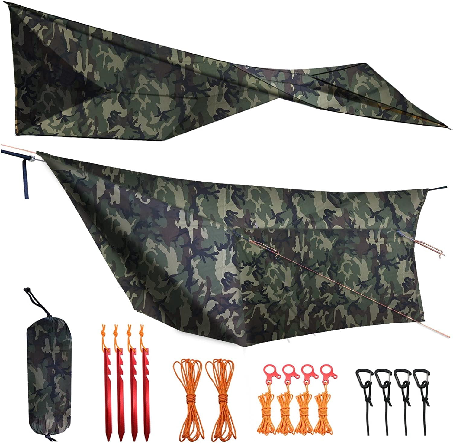 12×10 ft Camo Camping Tarp, Billow Tarp Shelter Lightweight Waterproof ...
