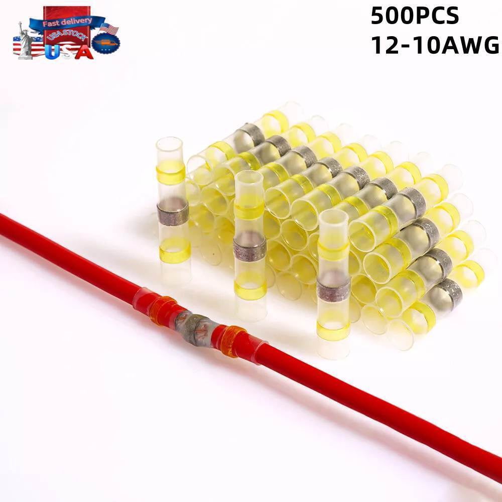 12-10AWG Wire Connectors Heat Shrink Solder Seal Sleeve Butt Terminals ...