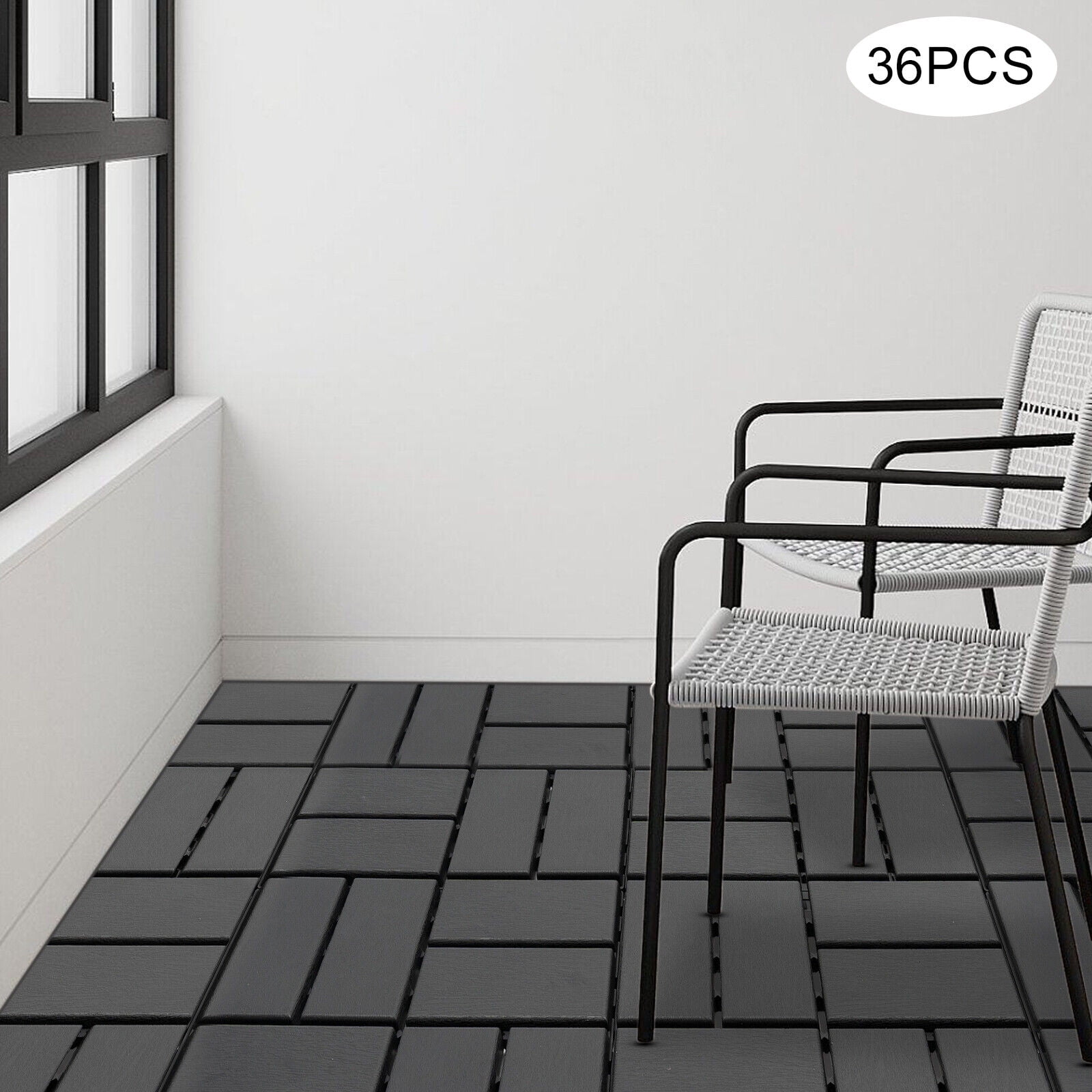 12*12*0.79in 27/36Pcs PP Deck Tiles Interlocking Patio Wood Flooring ...