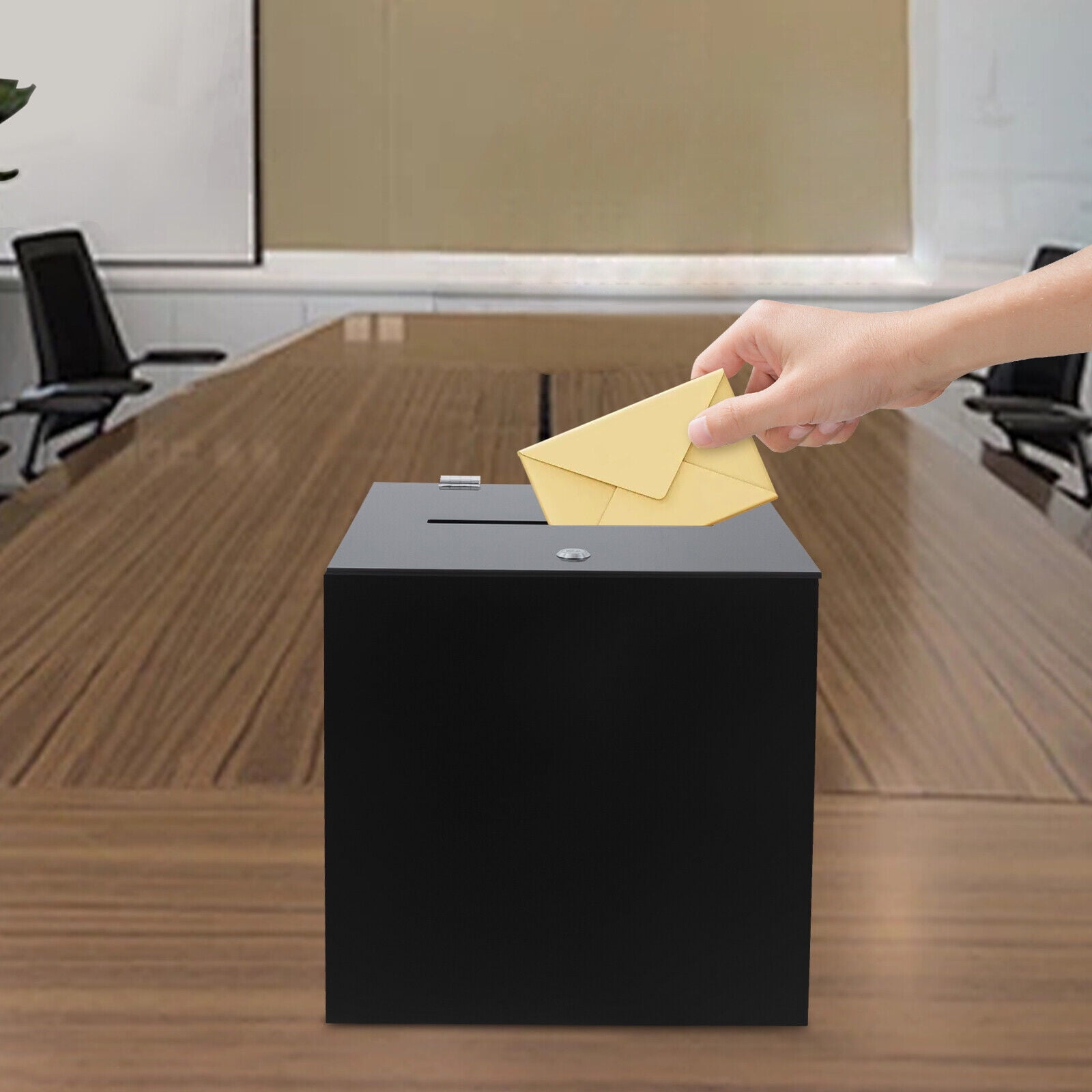 12*12*12in Black Deluxe Donation Box Tip Jar Ballot Suggestion with ...