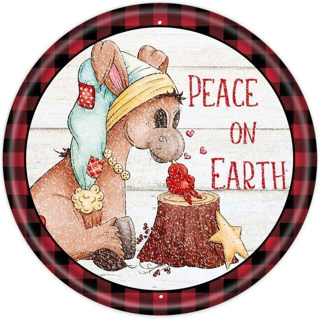 12*12inch Peace On Earth Donkey And Bird Vintage Style Round For Home ...