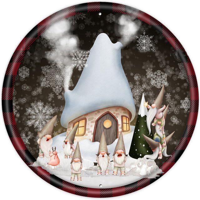 12*12inch Singing Gnomes Christmas Vintage Style Round For Home Bedroom ...