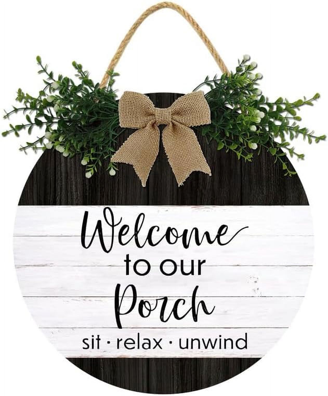 12*12inch Welcome To Our Sit Relax Unwind Round Wood For Front Door ...