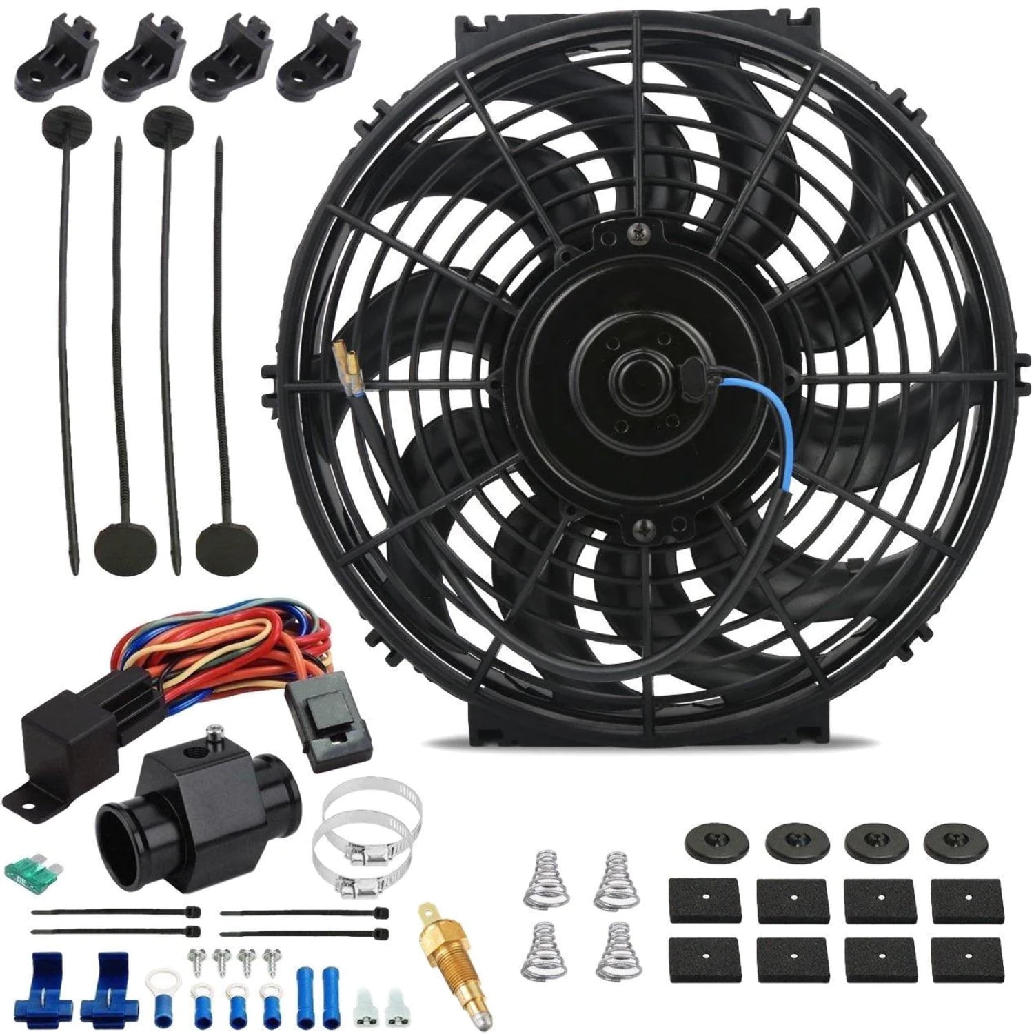 12-13 Inch 130w Electric Fans Radiator In-Hose Grounding Thermostat ...