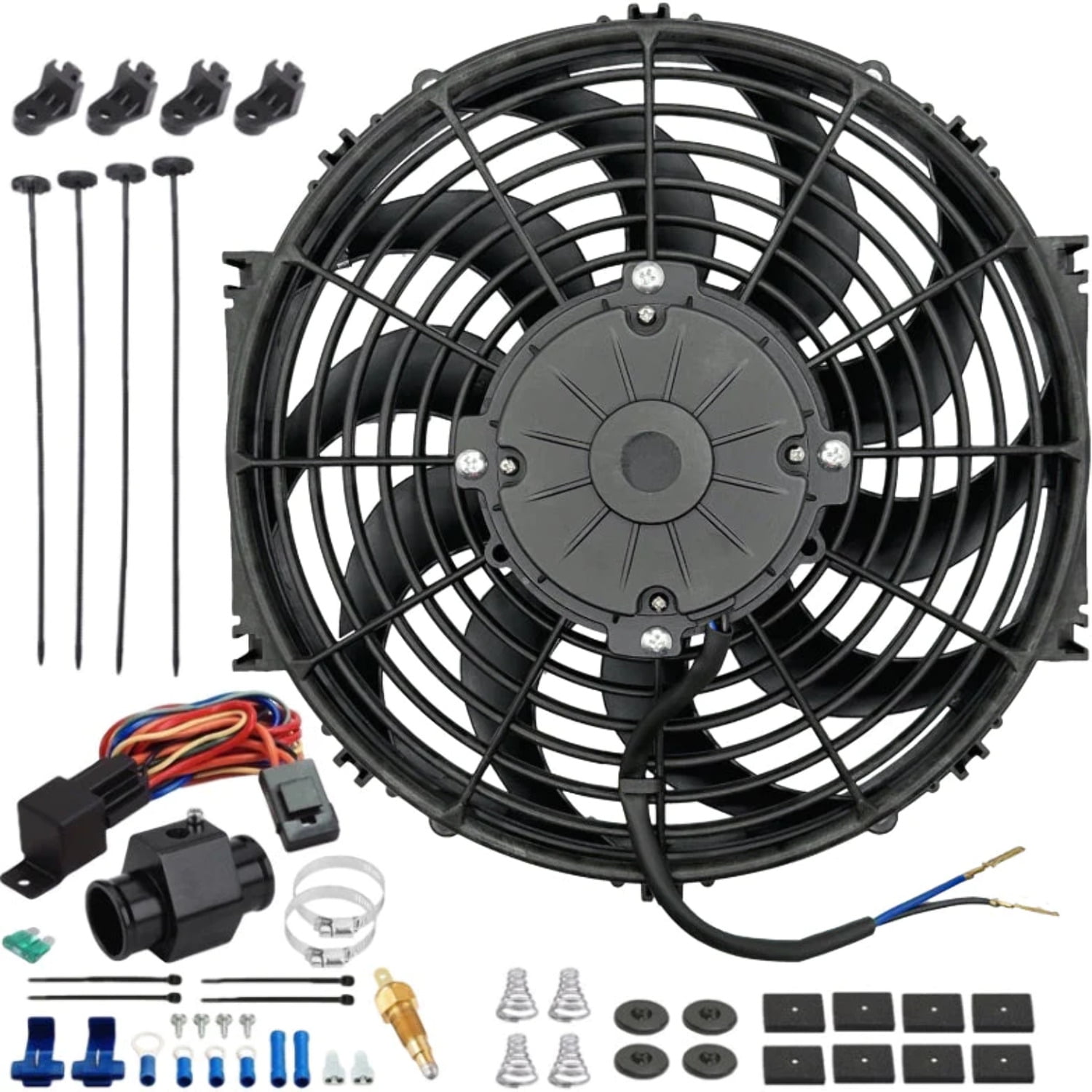 12-13 Inch 180w Electric Fans Radiator In-Hose Grounding Temp Switch ...