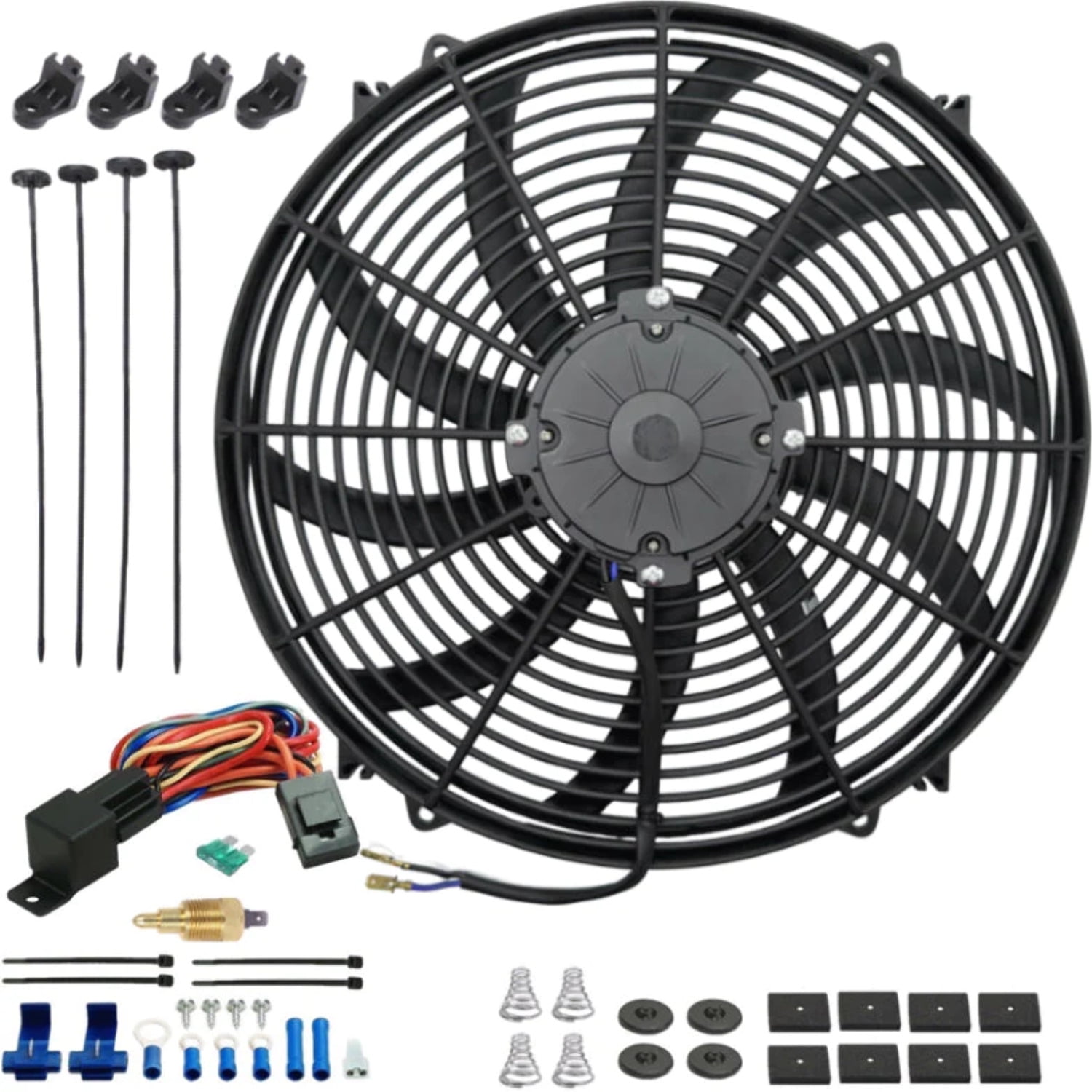12-13 Inch 180w Electric Radiator Fan Grounding Thermostat Wiring ...