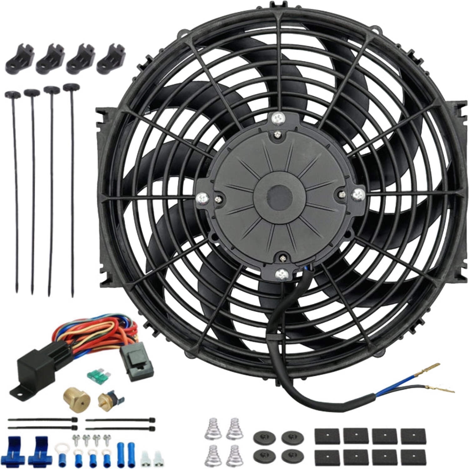 12-13 Inch 180w Electric Radiator Fan Thread-In Probe Thermostat Switch ...