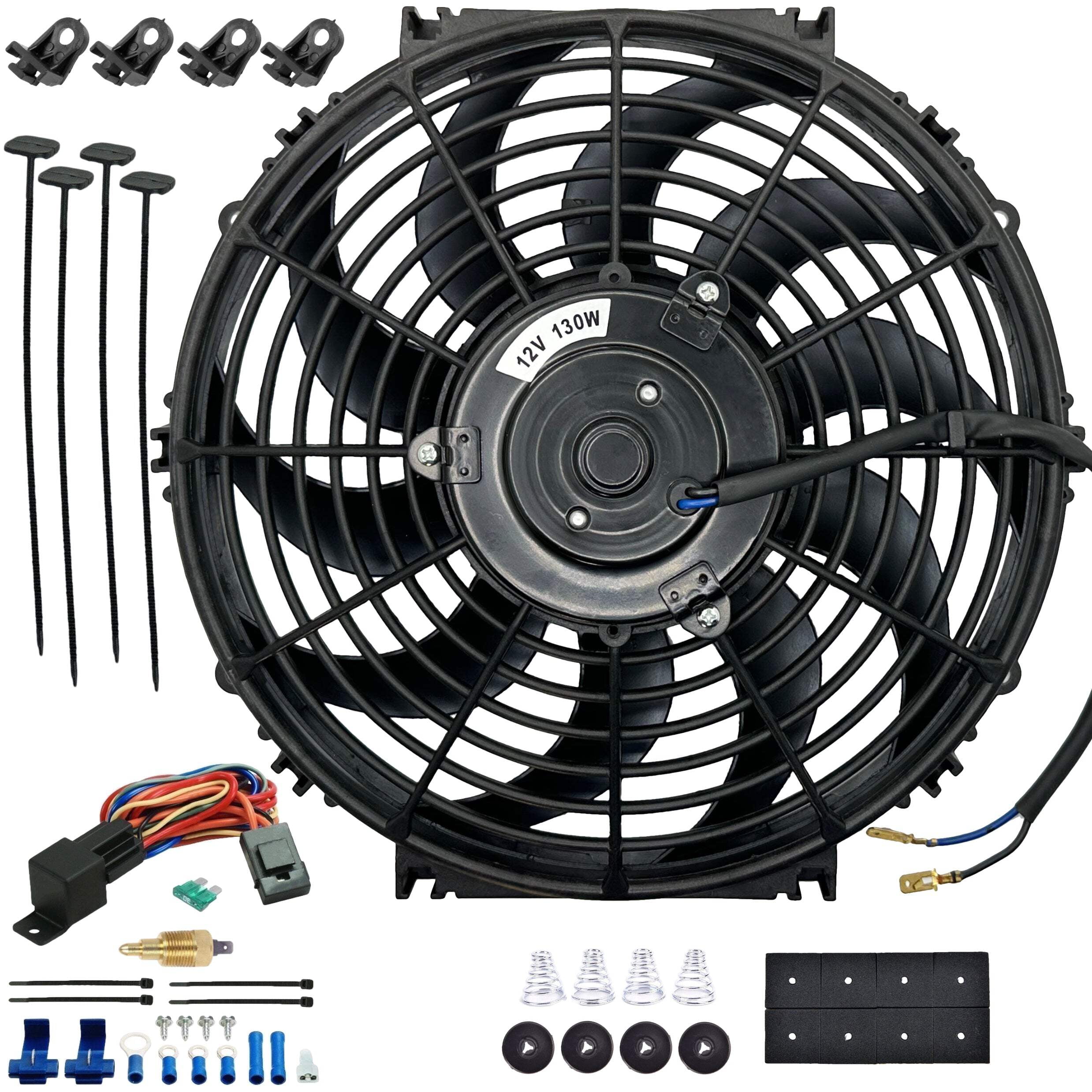 12-13 Inch 90w Electric Cooling Fan Grounding Thermostat Temp Switch ...