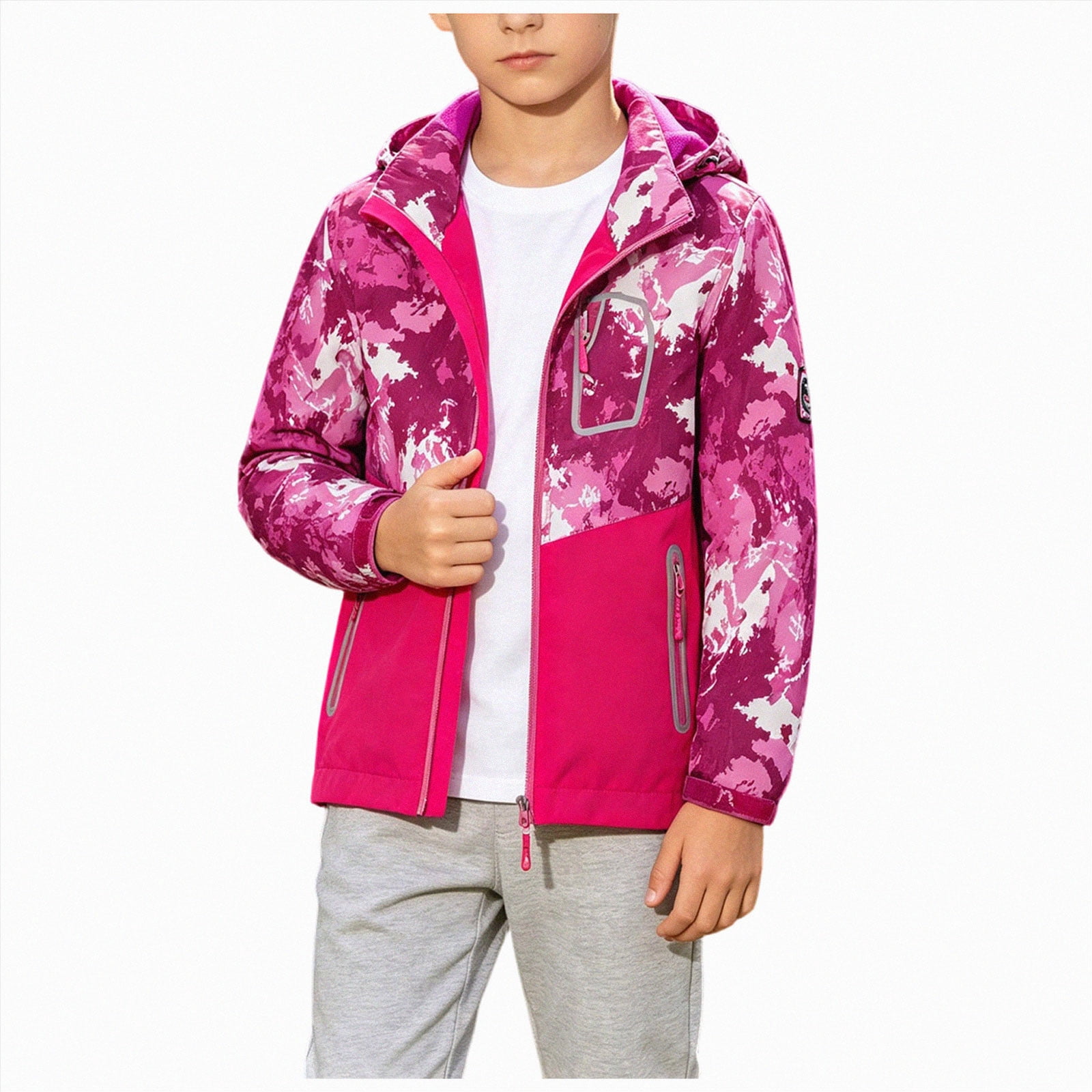 12-13 Years Tween Boys Girls Rain Jacket Lightweight Hooded Fleece ...