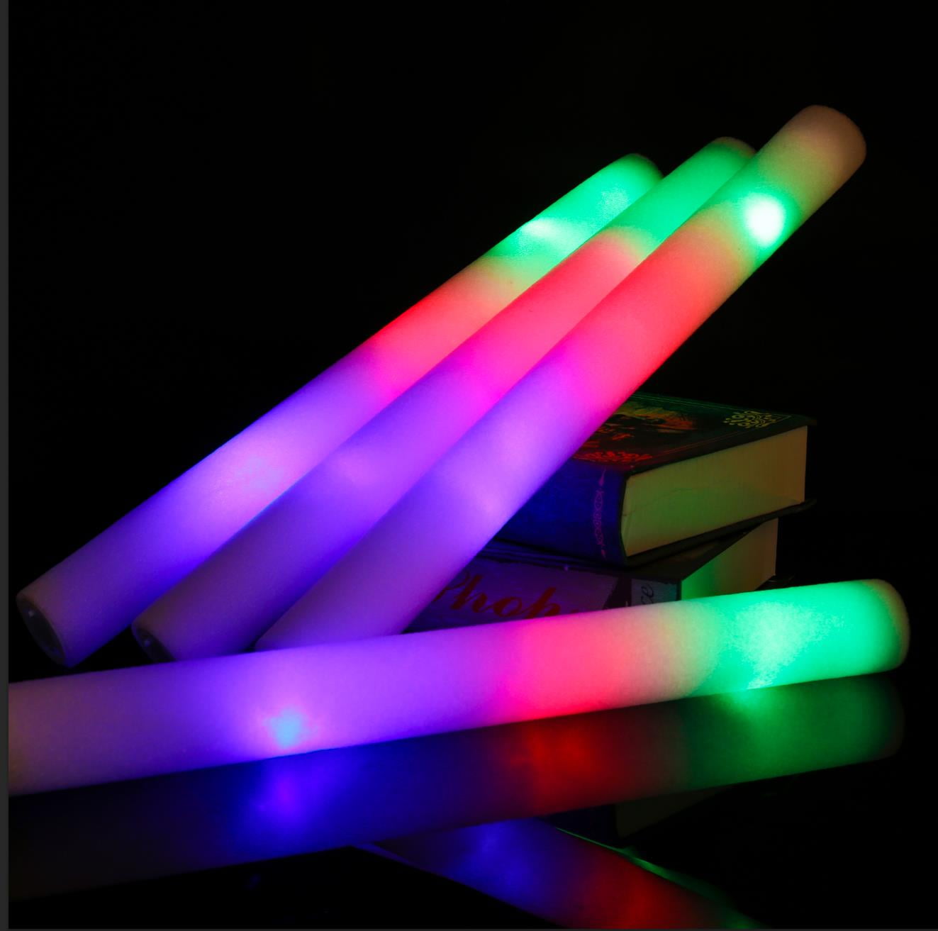 12/15/30/60Pcs LED Glow Sticks Bulk Colorful RGB Glow Foam Stick Cheer ...