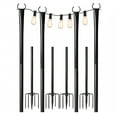 12-15 Foot Black Metal String Light Poles - Steel Bistro Ground Stakes ...