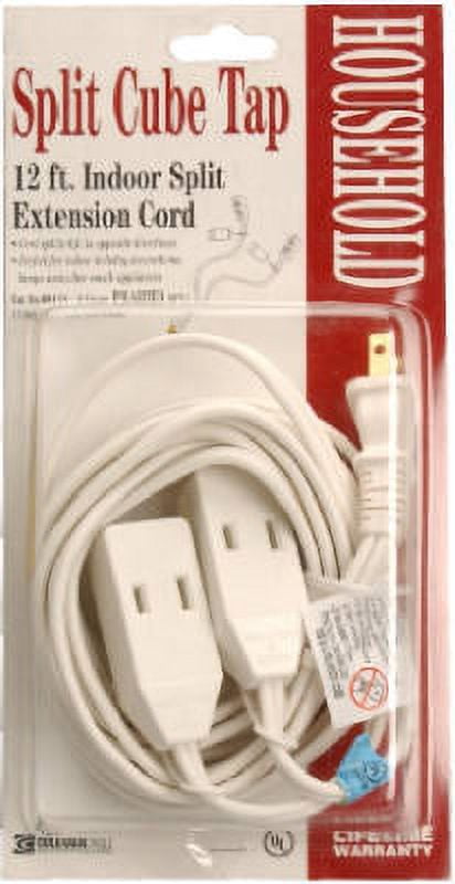 12' 16/2 SPT-2 White Split Cube Tap Extension Cord, Each - Walmart.com