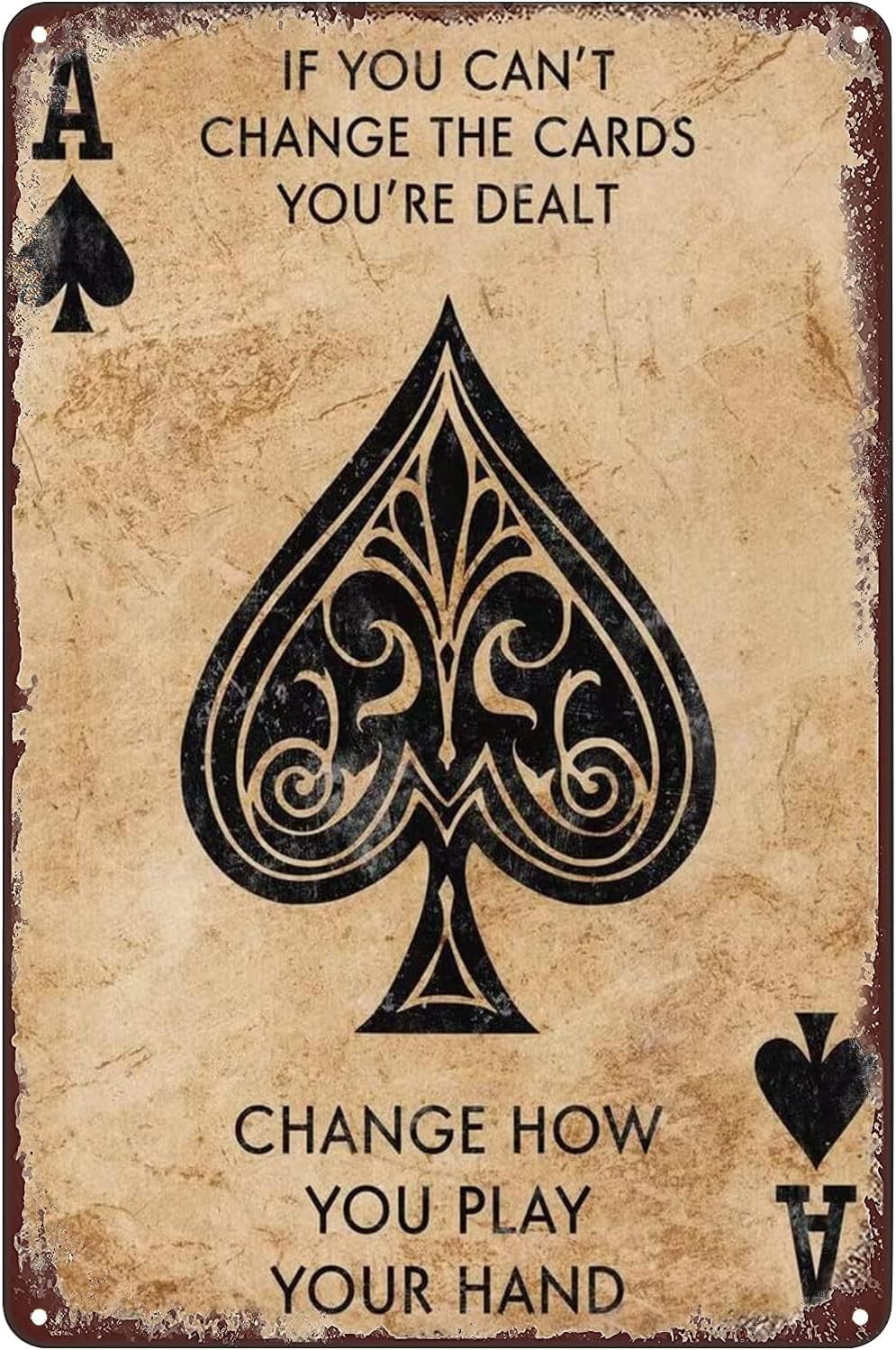 12"×16" Ace of Spades Poker Card Style Vintage Metal Poster Change Play ...