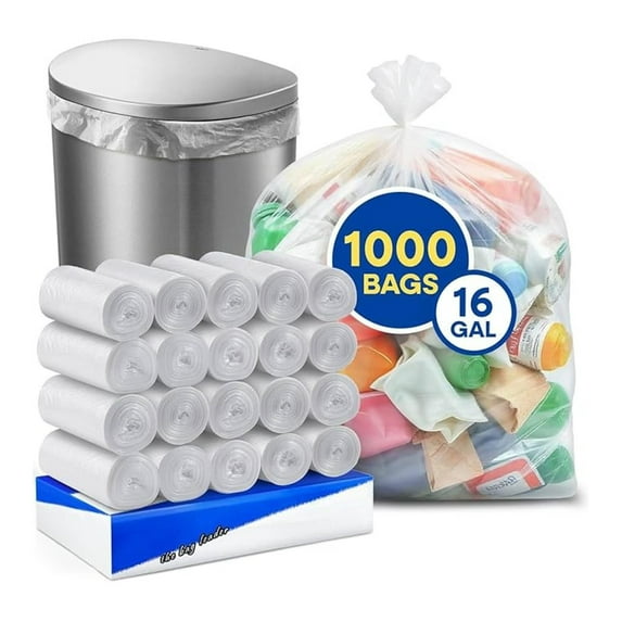 12-16 Gallon Clear Trash Bags, 24" x 31" High-Density Garbage Can ...