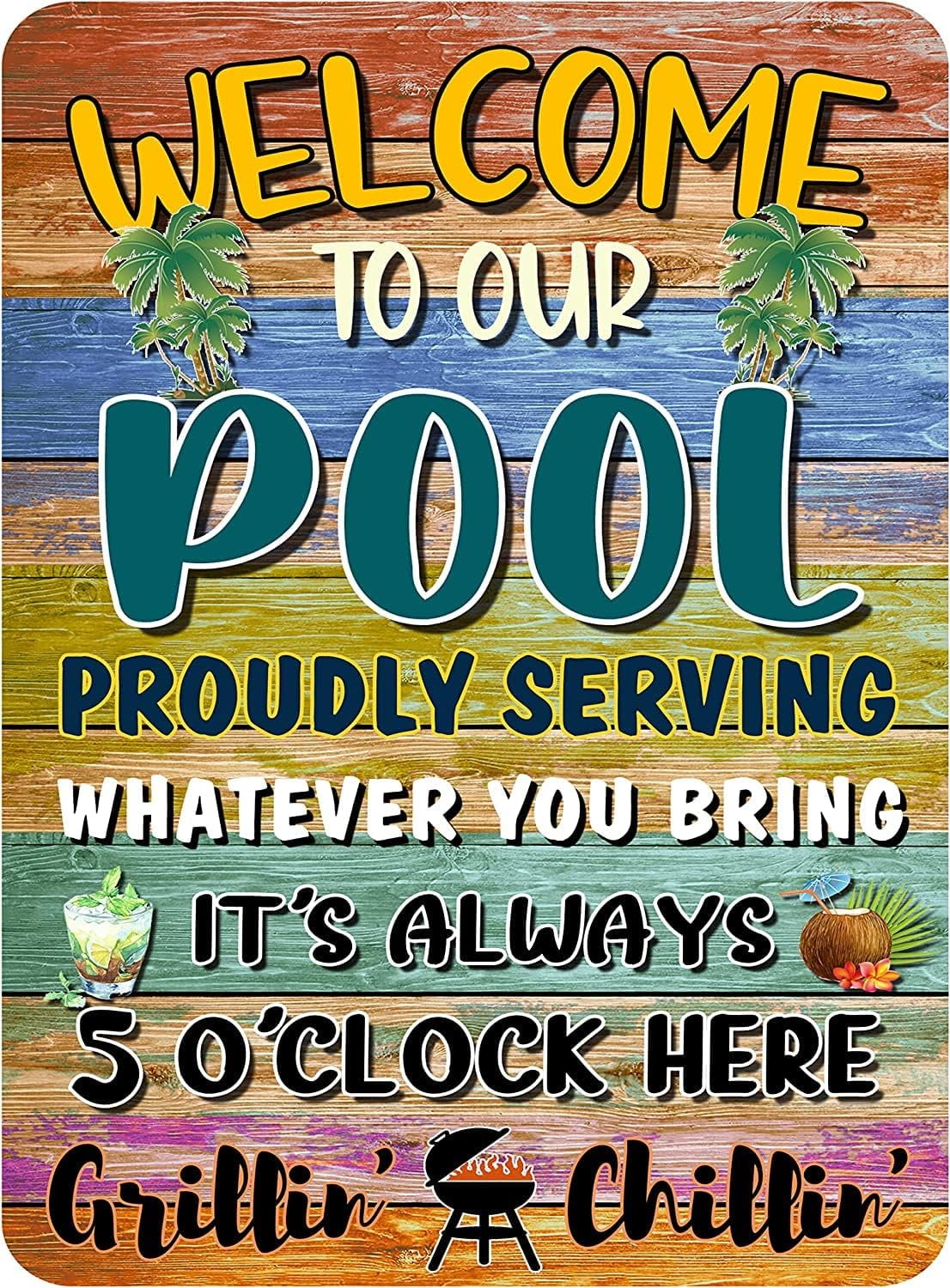 12"×16" Pool Rules Signs Outdoor Pool Decor Swimming Pool Decorations ...