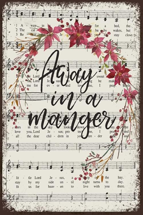 12×16 inch Away in a Manger Hymn Art,Sheet Music,Hymnal,Christmas Decor ...