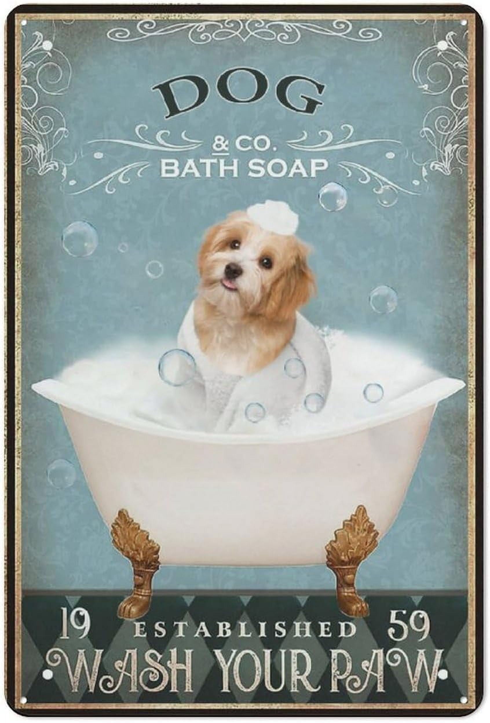 12×16 inch Bathtub Bath Towel Dog Retro Metal Tin Sign,Metal Signs ...