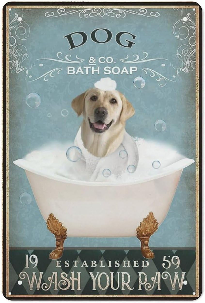 12×16 inch Bathtub Dog Bath Soap Wash Your Feet Sign Metal Tin Signs ...