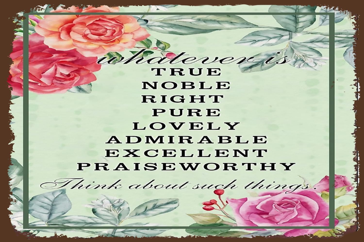 12×16 inch Beautiful Bible Verse Signs Scripture Retro Floral Tin Signs ...