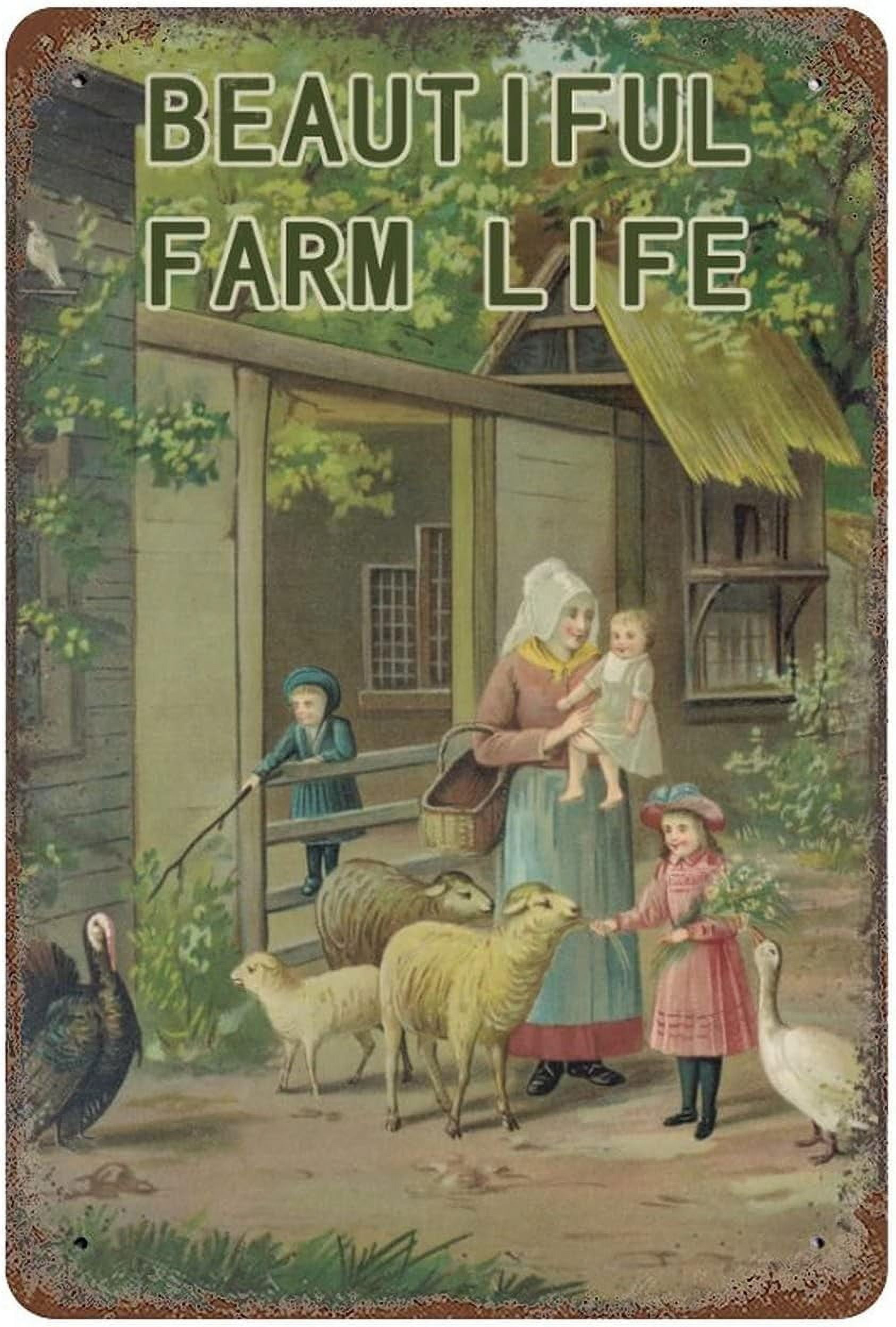 12×16 inch Beautiful farm life,little girl feeds the sheep,goose duck ...