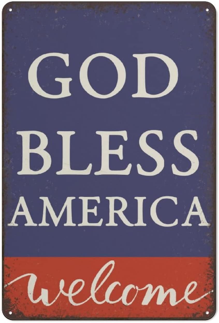 12×16 inch God Bless America Welcome sign Retro Metal Tin sign 4th of ...