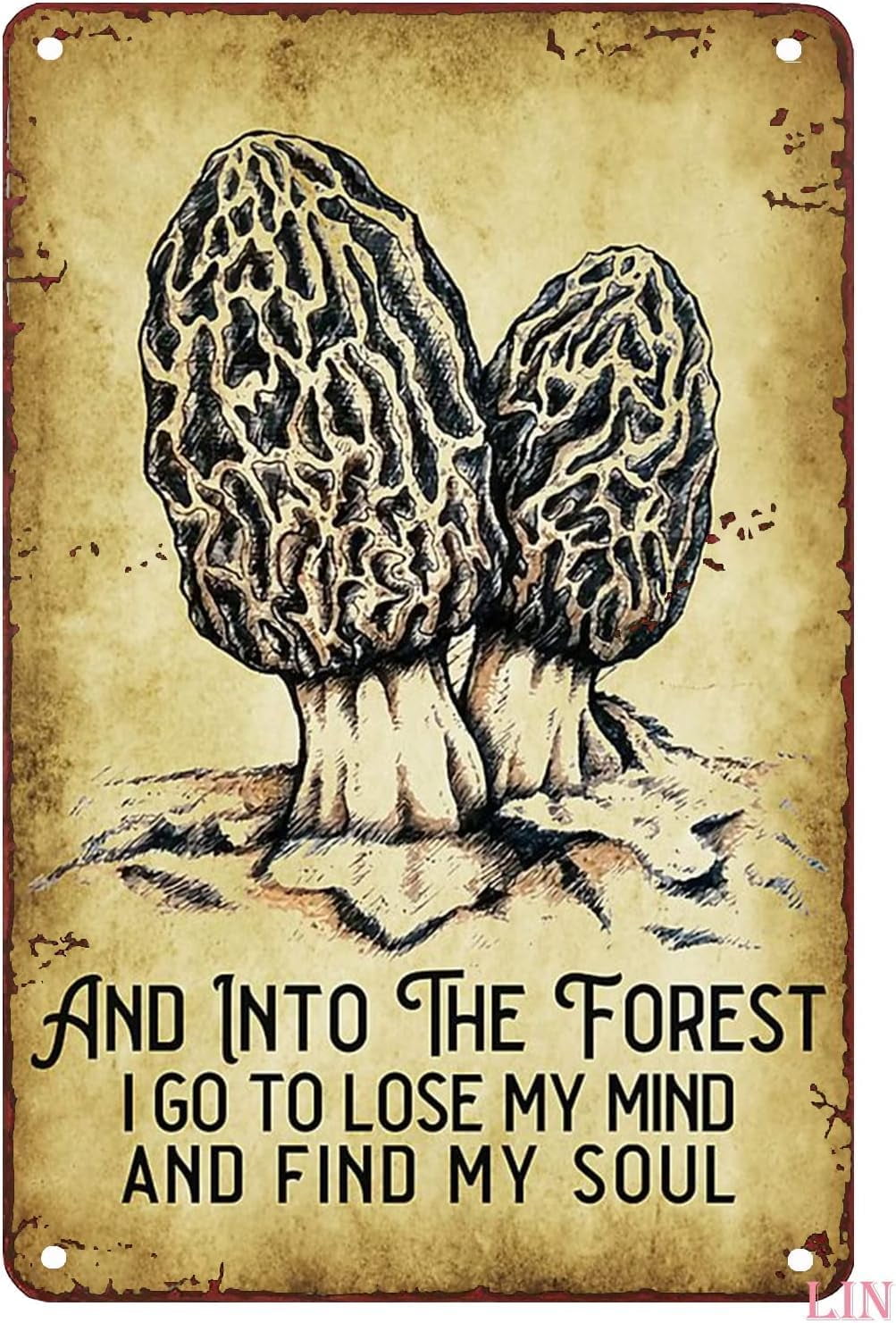 12×16 inch Skull Tin Signs Morel Mushroom Loves And Into The Forest Tin ...