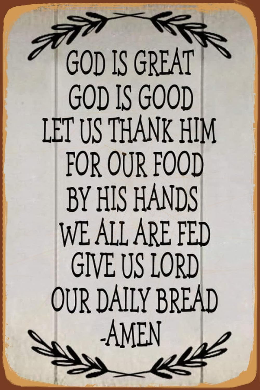 12×16 inch Wood Hanging Sign God Is Great God Is Good Let Us Thank Him For Our Food By His Hands ...