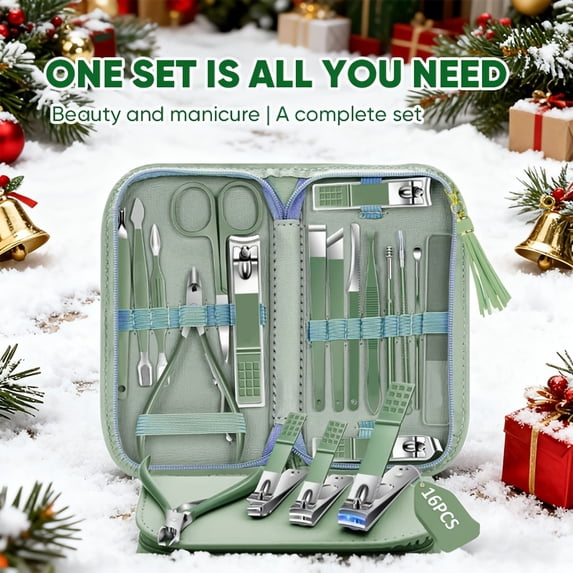 12-16pc Stainless Steel Nail Clipper Set w/Pouch, Tweezers, File, Ear ...