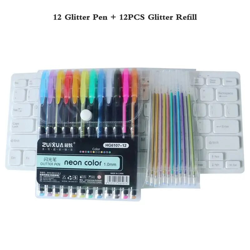12/18/24 Colors Gel Pen Set Pastel Metallic Neon Glitter Pens For Adult ...