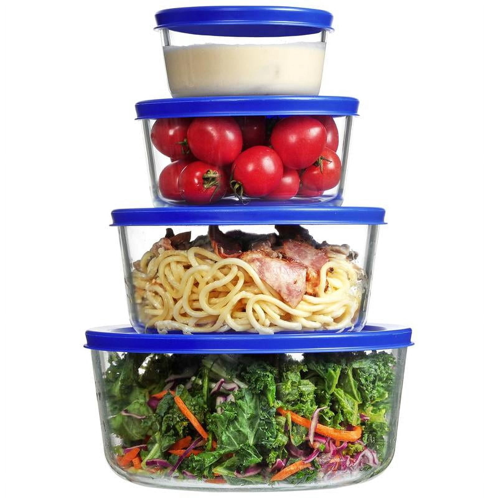 12- 18 Pack Glass Food Storage Containers with Lids -Stackable Design ...