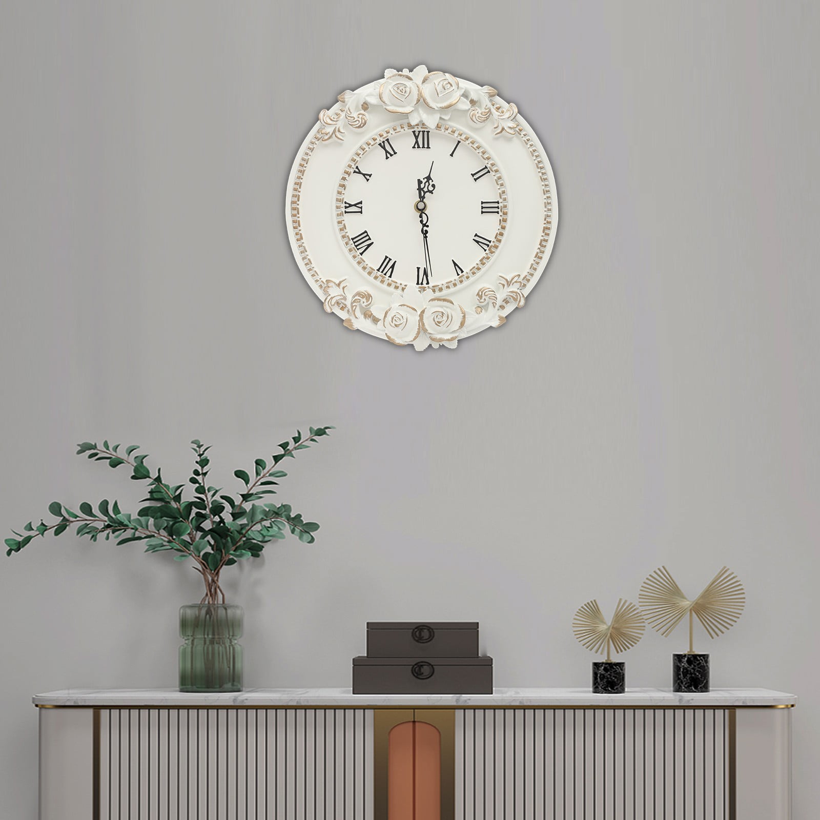 Wall Clock, White Large Wall Clock, Round Home Decoration Clock ...