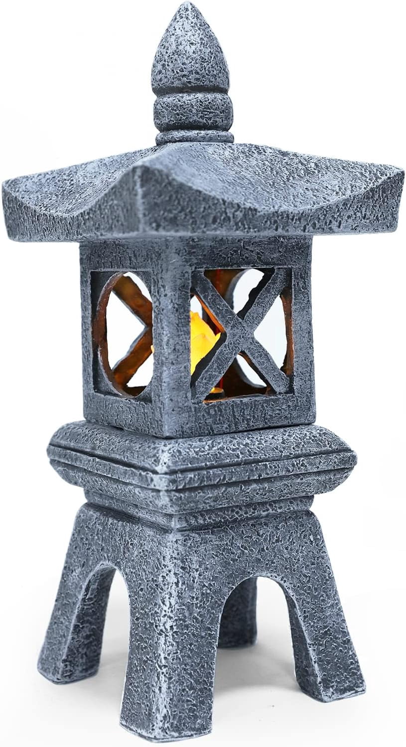12.2''H Zen Pagoda Garden Statue with Solar Lotus Lights,Large Pagoda ...