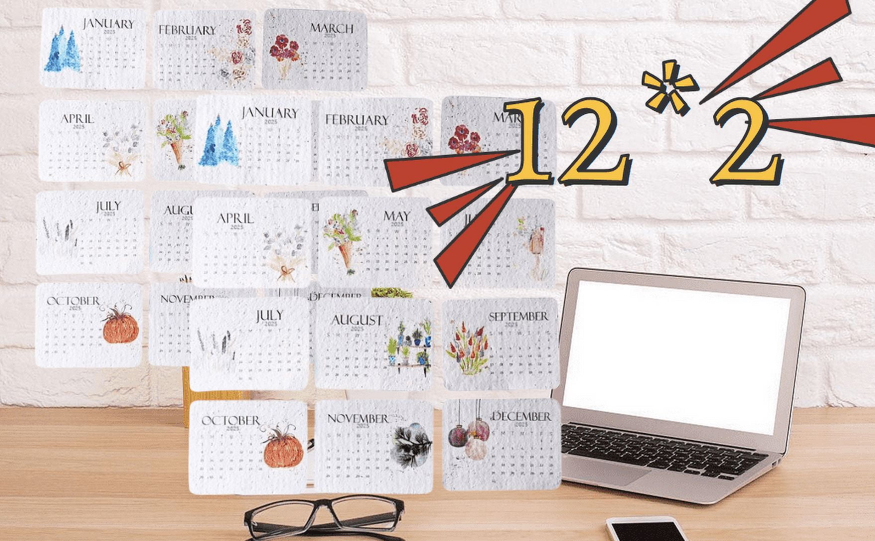 12*2 Pcs Plantable Seed Calendar 2025 From January to Decembe, Perfect Modern Greenery Calendar ...