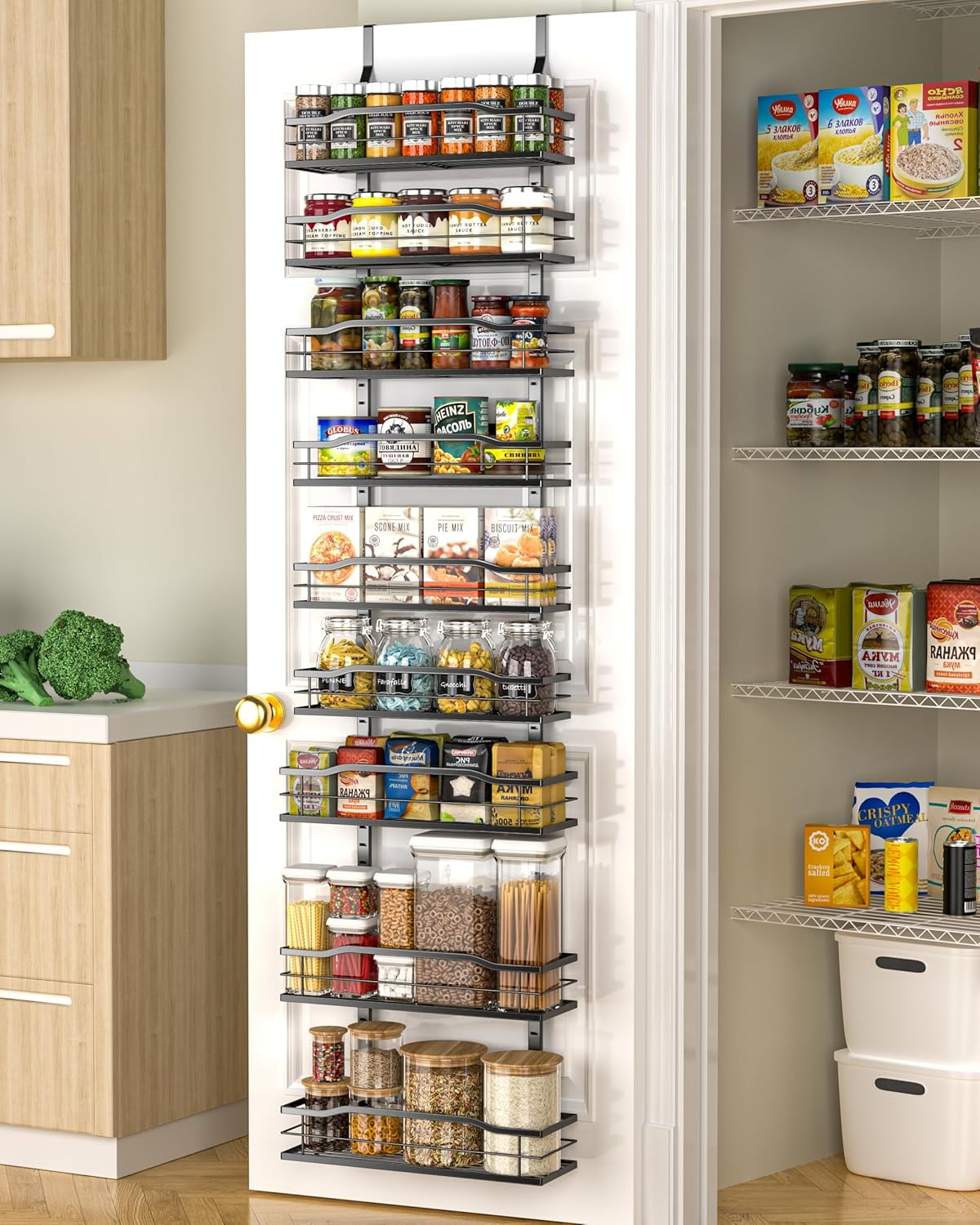 12.2"(W) Narrow 9-Tier Over The Door Pantry Organizer, Pantry ...