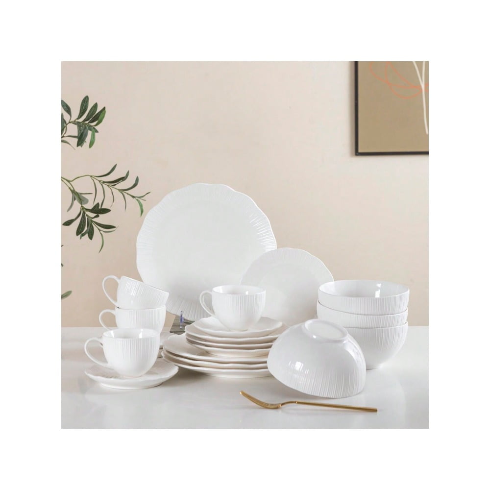 12/20/30/40-Piece White Dinnerware Set, Service For 4/6/8, Dining Set ...